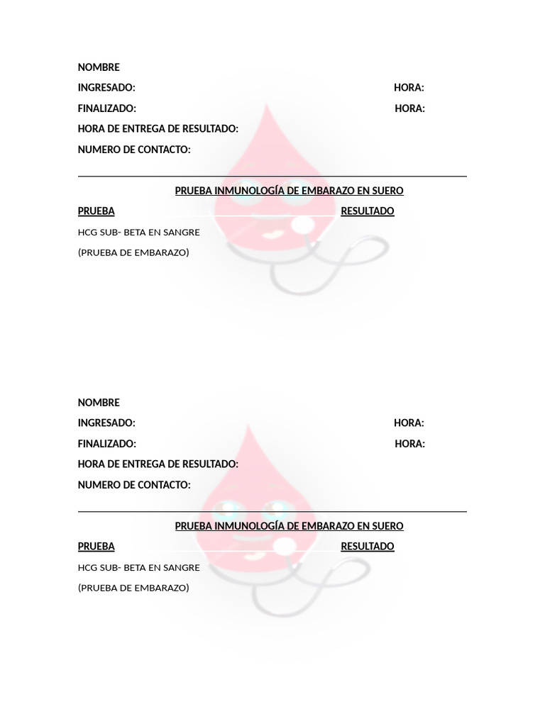 Formato Prueba de Embarazo Original | PDF