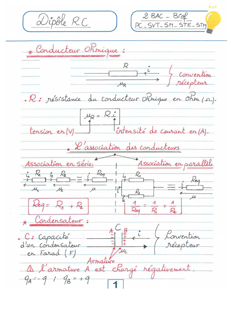 Dipole RC Resumé de cours (1) | PDF