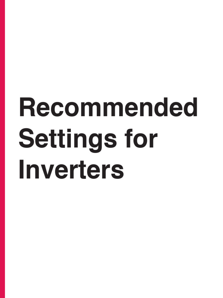 Inverter Settings for Optimal Performance | PDF | Power Inverter ...