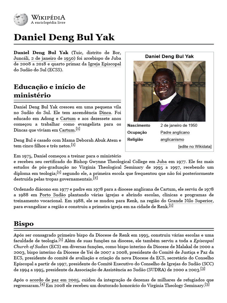 Daniel Deng Bul Yak – Wikipédia, A Enciclopédia Livre | PDF ...
