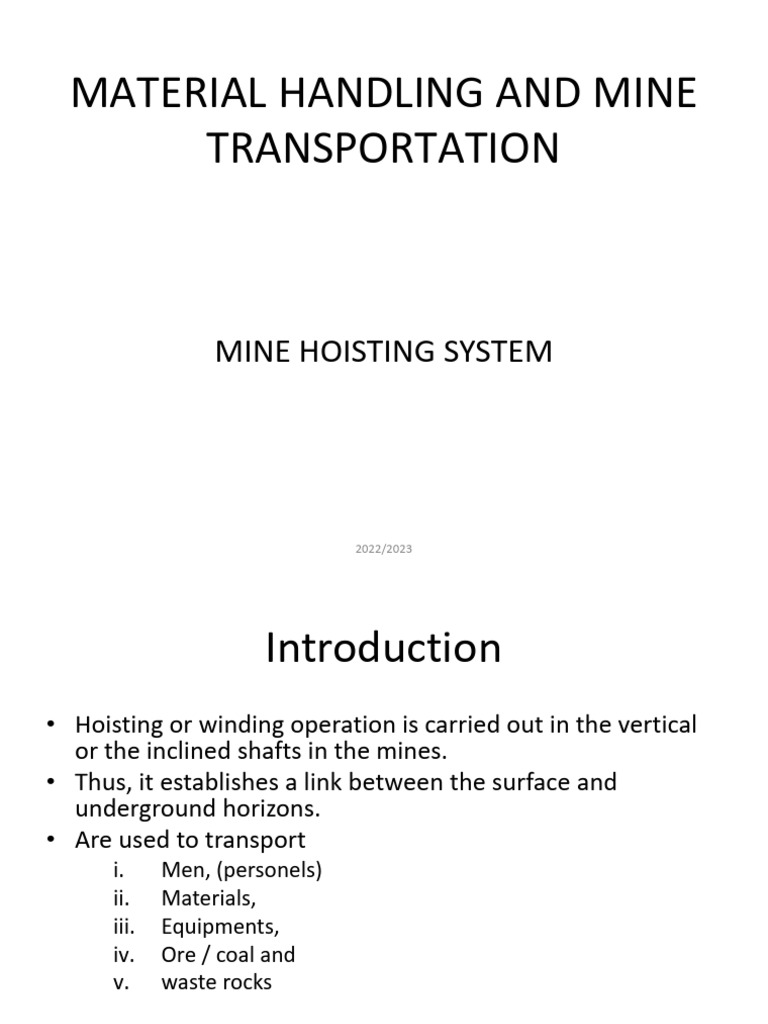 Mine Hoisting Systems Overview 2023 | PDF