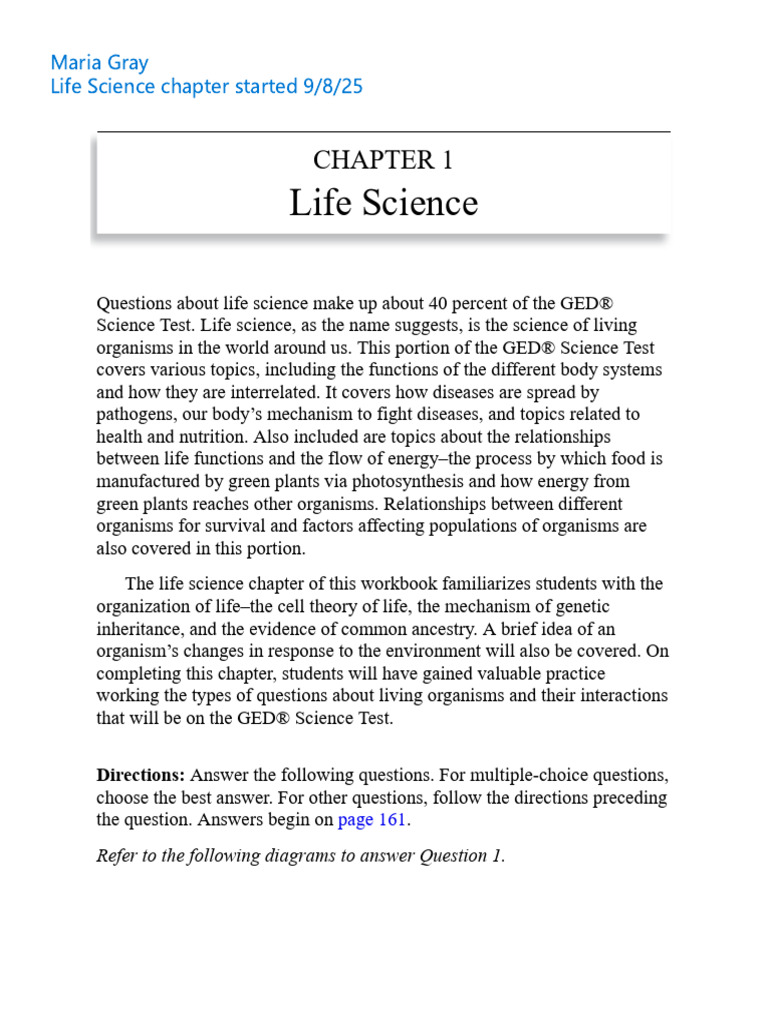 GED Science Test: Life Science Overview | PDF | Vein | Parietal Lobe