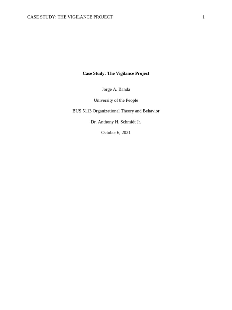 Vigilance Project Case Study Analysis | PDF | Communication | Hierarchy
