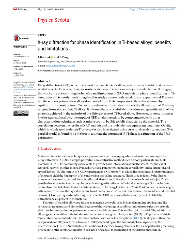 X-ray_diffraction_for_phase_identification | PDF | X Ray ...