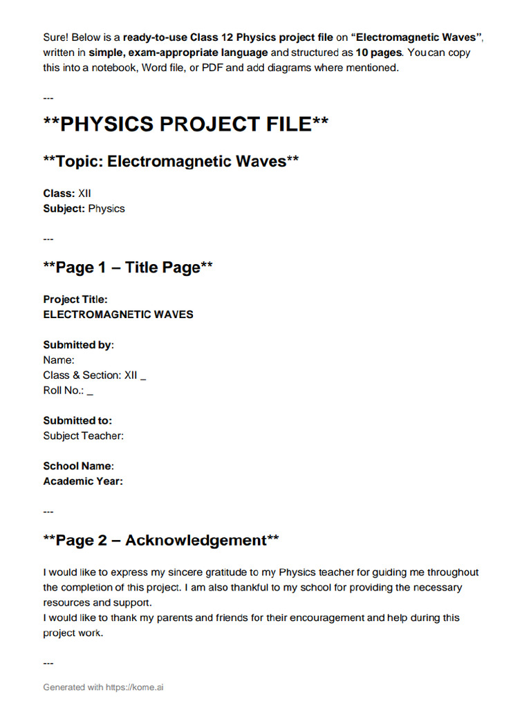 Physics Project | PDF