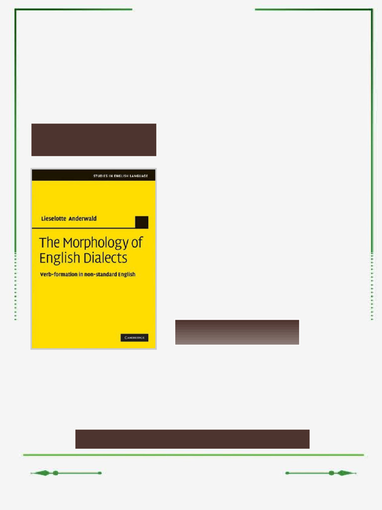 The Morphology of English Dialects Verb formation in non standard ...