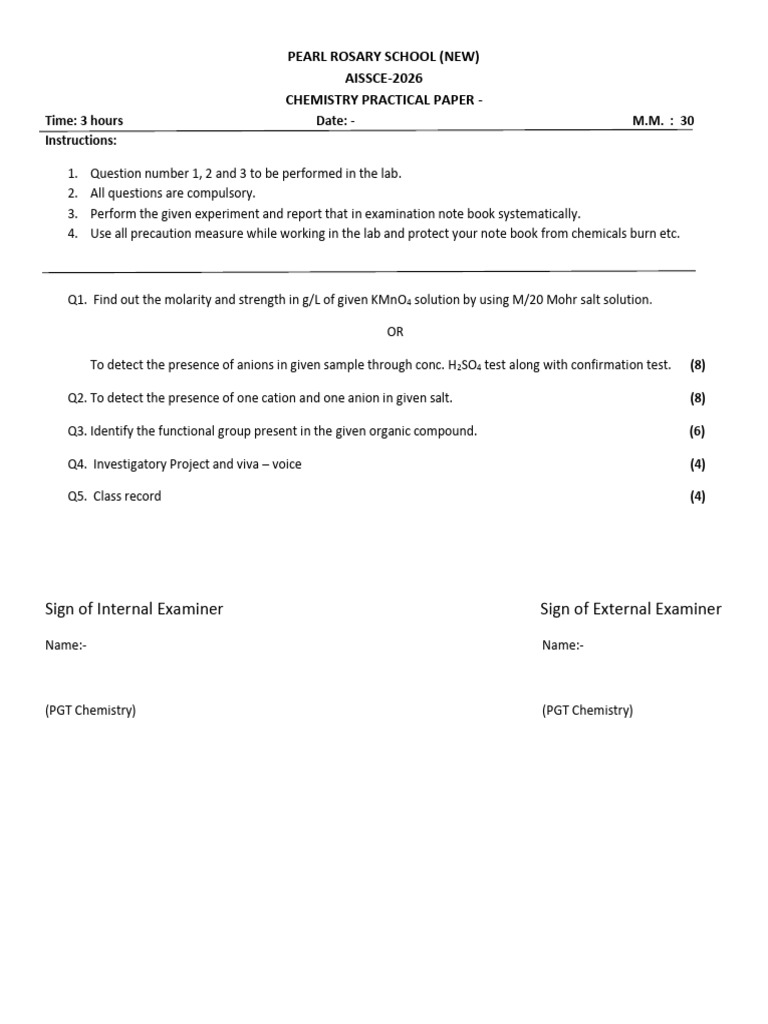 Chemistry Practical | PDF