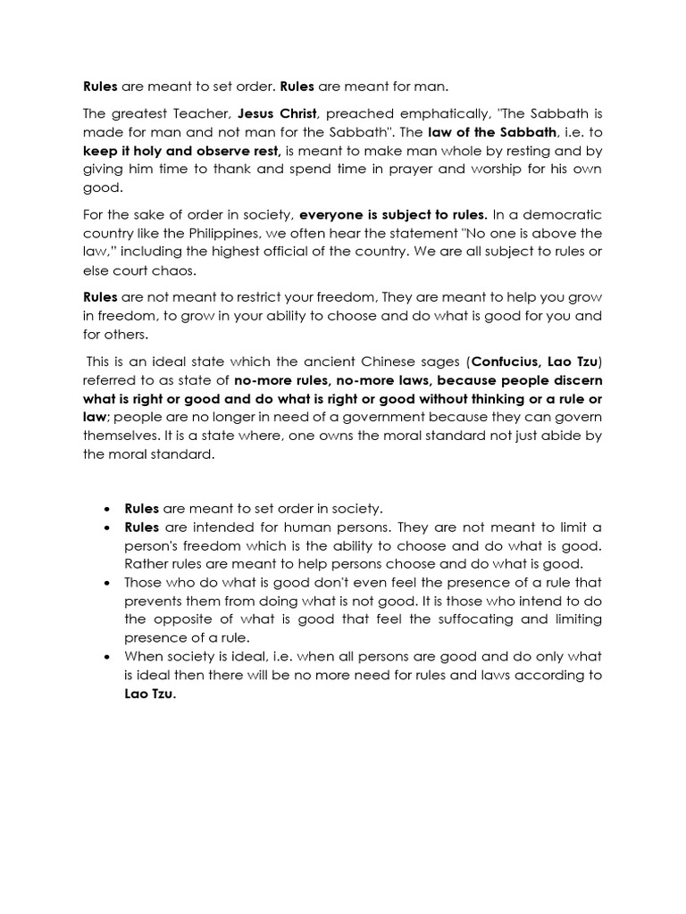 Understanding the Purpose of Rules | PDF