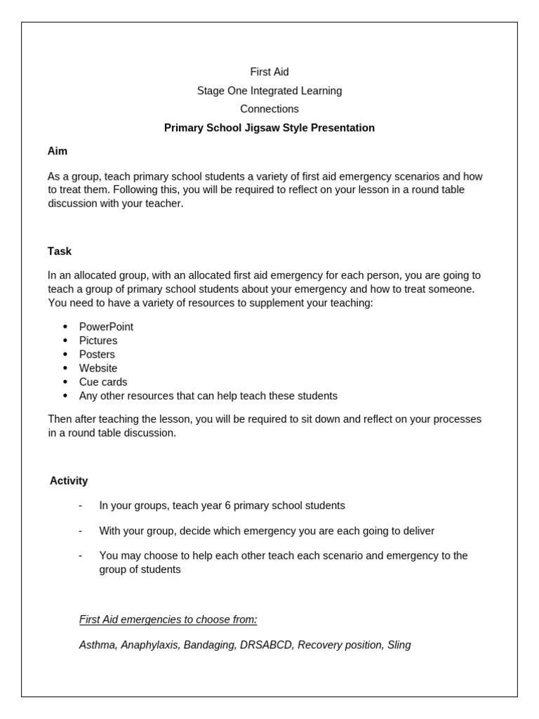 First Aid Teaching for Primary Students | PDF | First Aid | Human ...