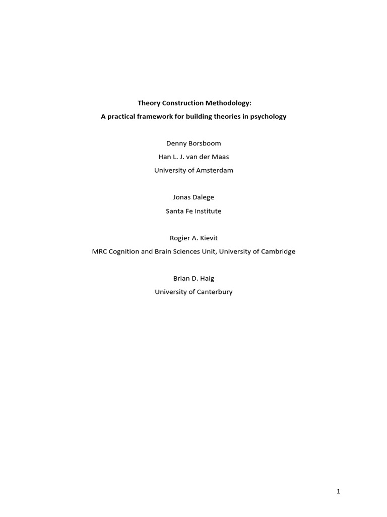 Theory Construction Methodology in Psychology | PDF