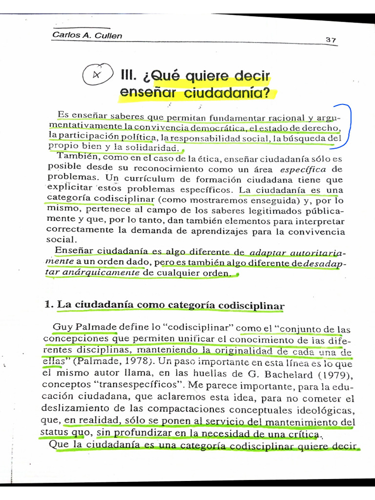 Cullen, Qué Significa Enseñar Ciudadanía | PDF