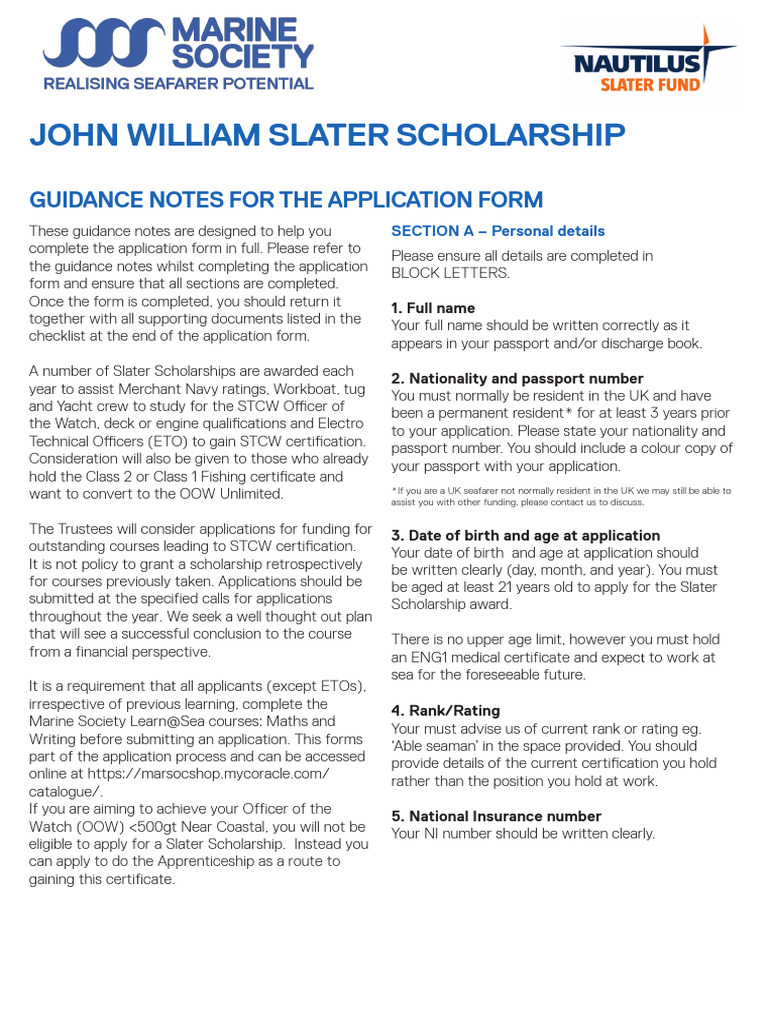 JW Slater Guidance Notes Aug 23(1) | PDF