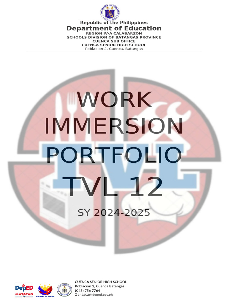 Cuenca Senior High School Work Immersion Portfolio | PDF