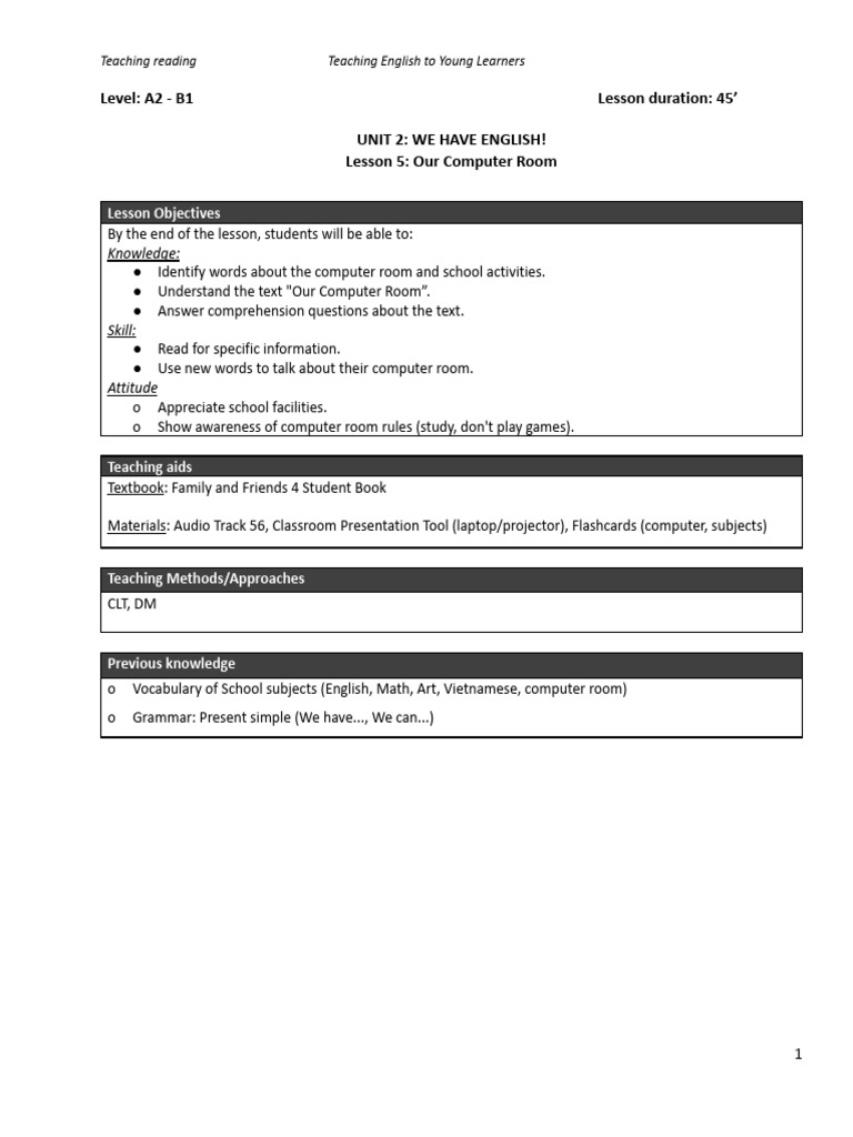 Teaching English: Computer Room Lesson | PDF | Vietnamese Language ...