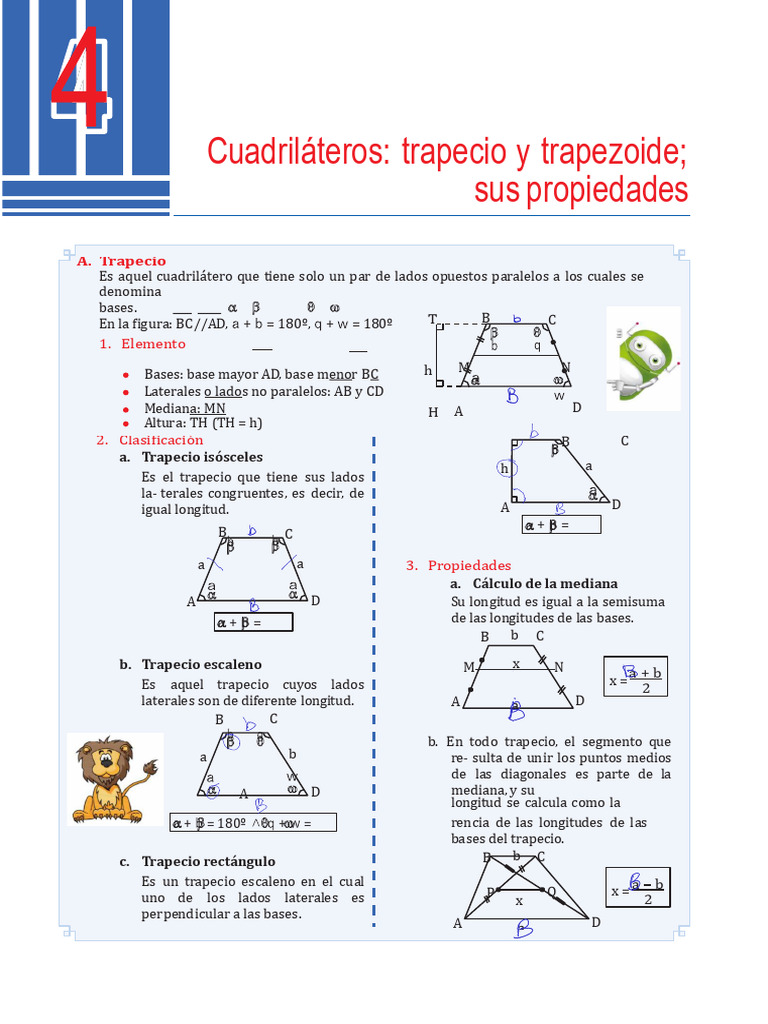 Propiedades del Trapecio y Trapezoide | PDF | Formas geométricas | Euclides