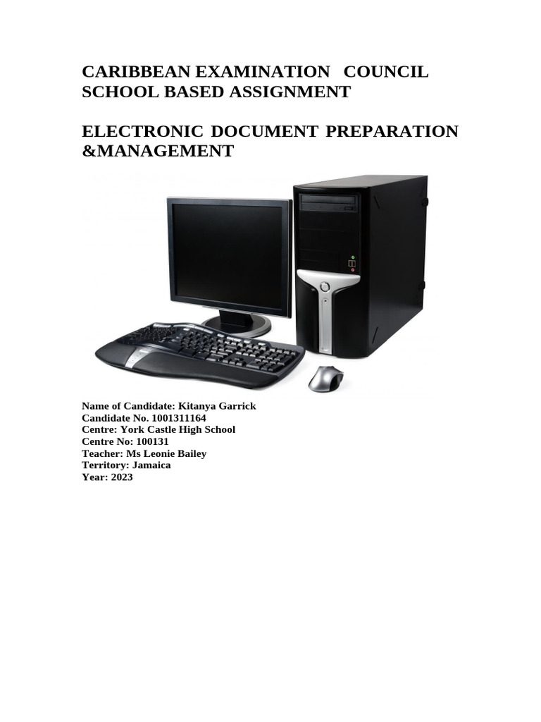 CXC School-Based Assignment 2023 | PDF