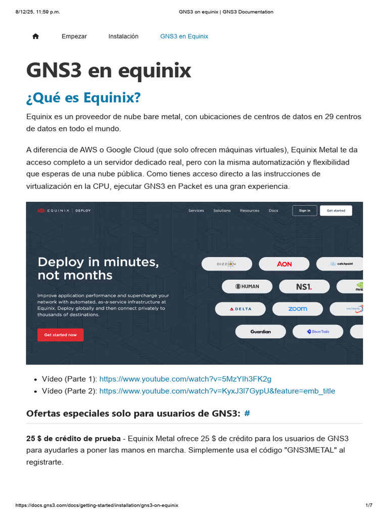 9 - GNS3 On Equinix - GNS3 Documentation | PDF | Computación en la nube ...