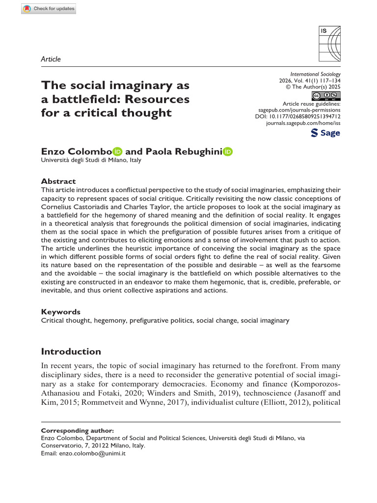 Social Imaginaries as Hegemonic Battlefields | PDF | Imagination | Hegemony