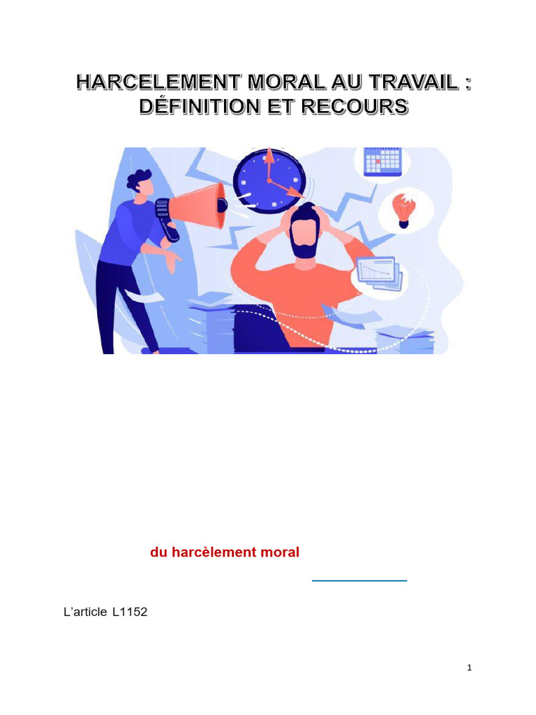 Comprendre le harcèlement moral au travail | PDF | Harcèlement ...
