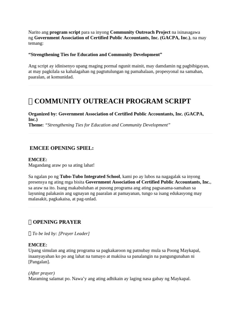 program script outreach | PDF