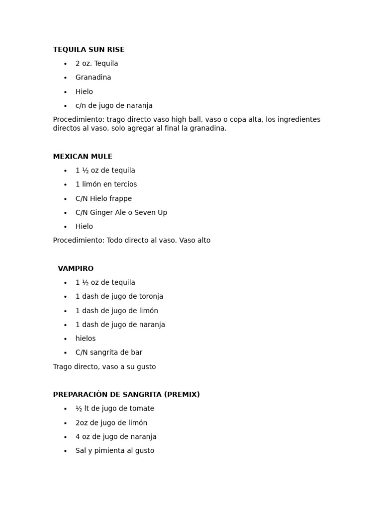 TEQUILA SUN RISE | PDF | Martini (Cóctel) | Bebida