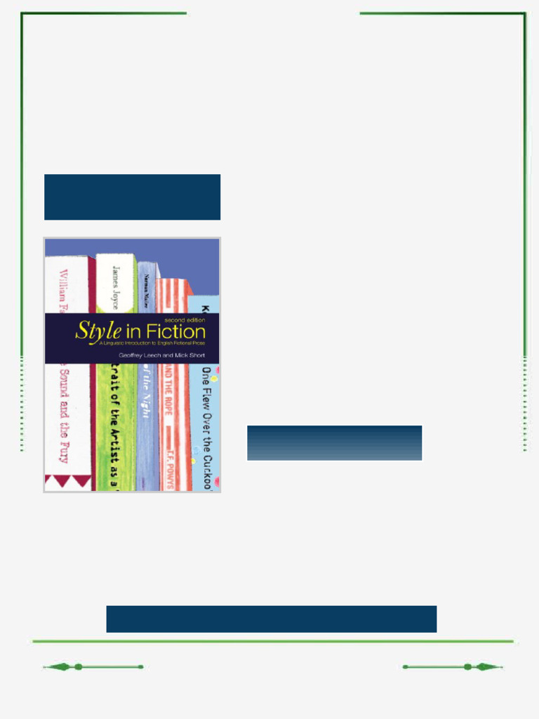 Style in Fiction A Linguistic Introduction to English Fictional Prose ...