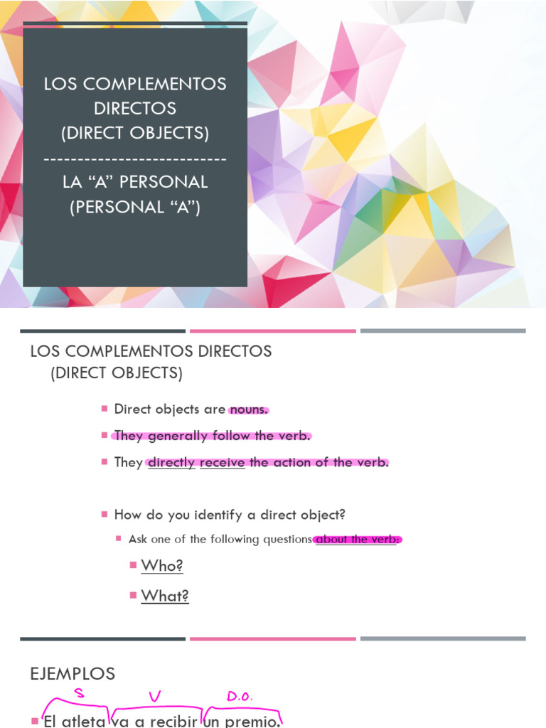 Direct Objects and Personal "A" in Spanish | PDF