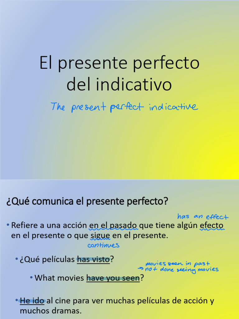 El presente perfecto del indicativo | PDF | Morfología Lingüística ...