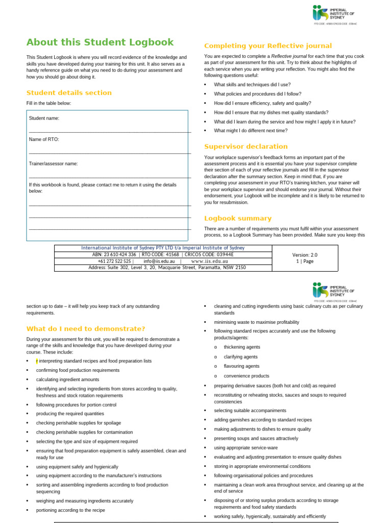 Student Logbook for Culinary Assessment | PDF | Sauce | Soup