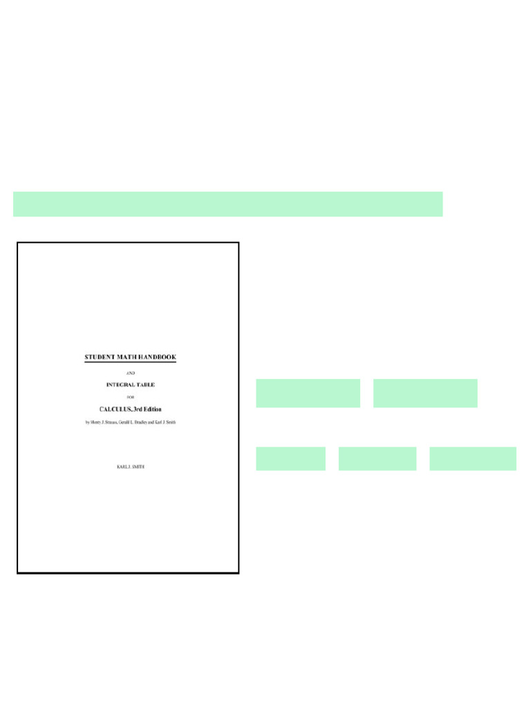 Student Mathematics Handbook and Integral Table for Calculus 3rd ...