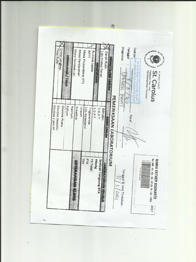 Form Cek Lab | PDF
