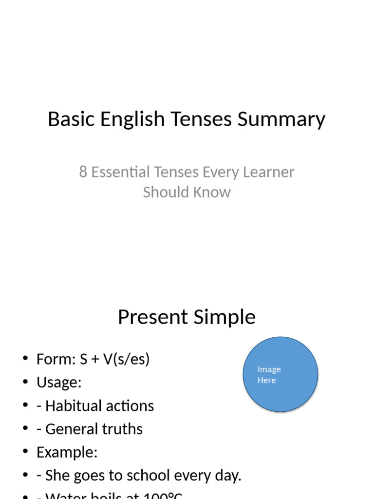 Basic English Tenses Summary Illustrated | PDF | Semantics | Linguistics