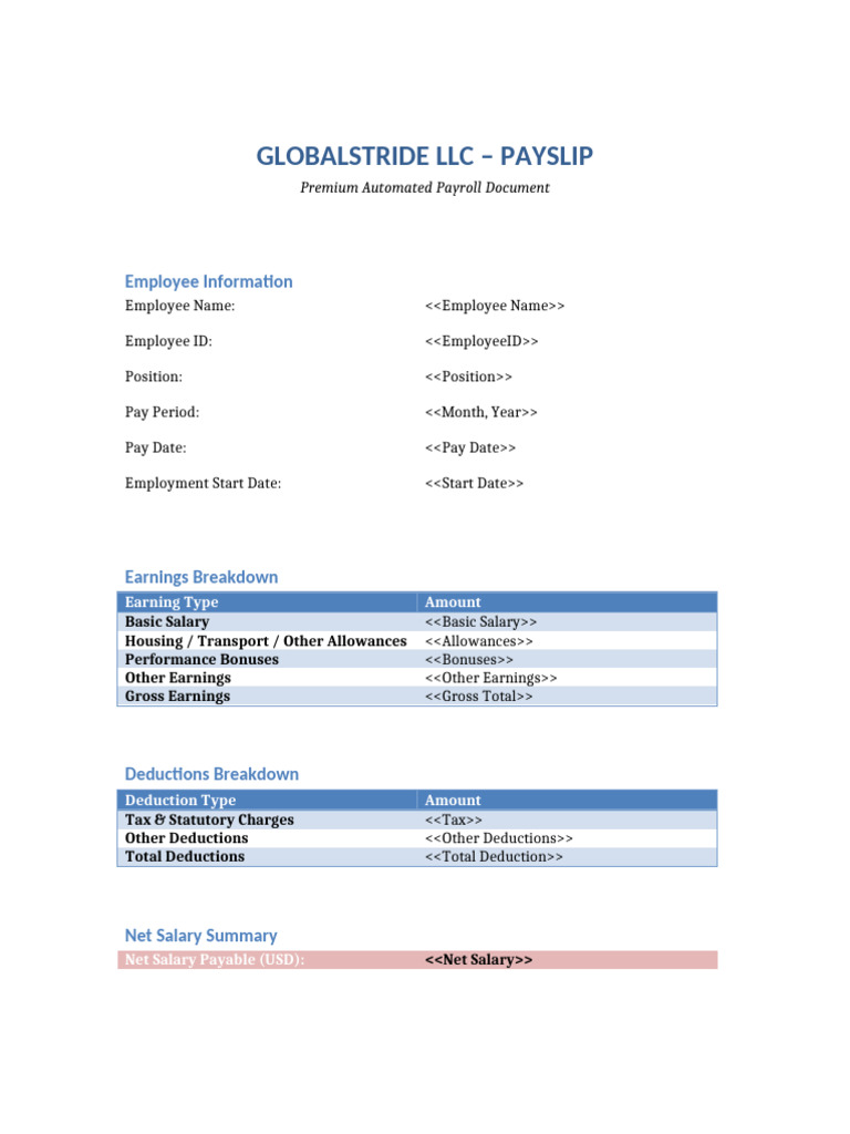 Globalstride LLC Automated Payslip | PDF