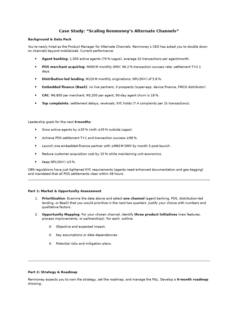 Case Study Scaling Renmoney s Alternate Channels | PDF | Performance ...