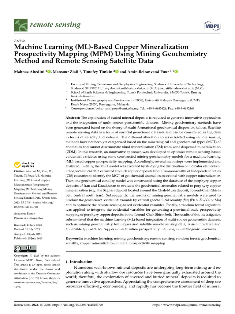 ML-Based Copper Mineralization Prospectivity Mapping using geochemistry and Remote Sensing | PDF ...