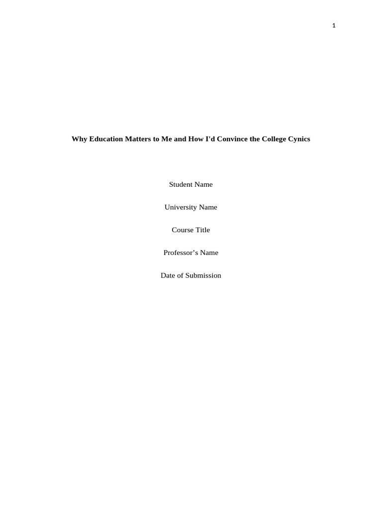 Why Education Matters to Me | PDF | College
