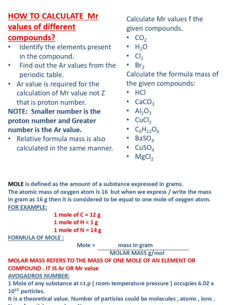 Mole Concept (1) | PDF | Mole (Unit) | Scientific Phenomena