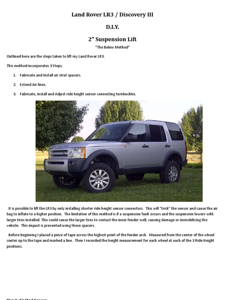 Land Rover LR3 Suspension Lift | PDF | Suspension (Vehicle) | Vehicle ...