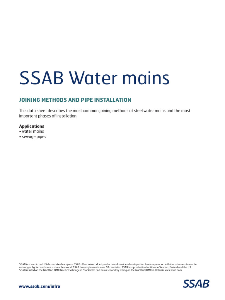 Steel Water Mains Installation Guide | PDF | Pipe (Fluid Conveyance ...