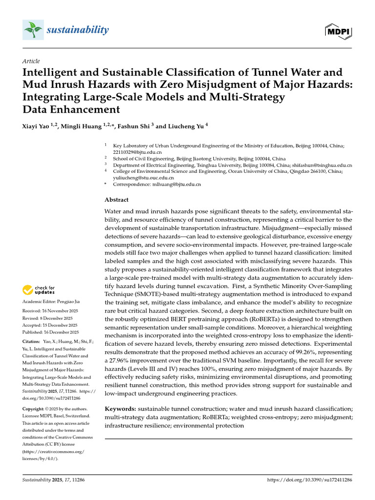 Intelligent and Sustainable Classification of Tunn | PDF | Sampling ...
