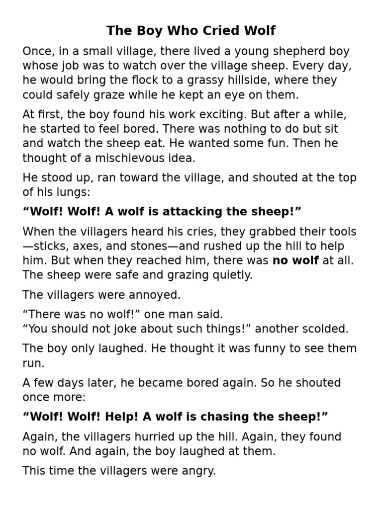 The Boy Who Cried Wolf | PDF | Ovis | Wolves