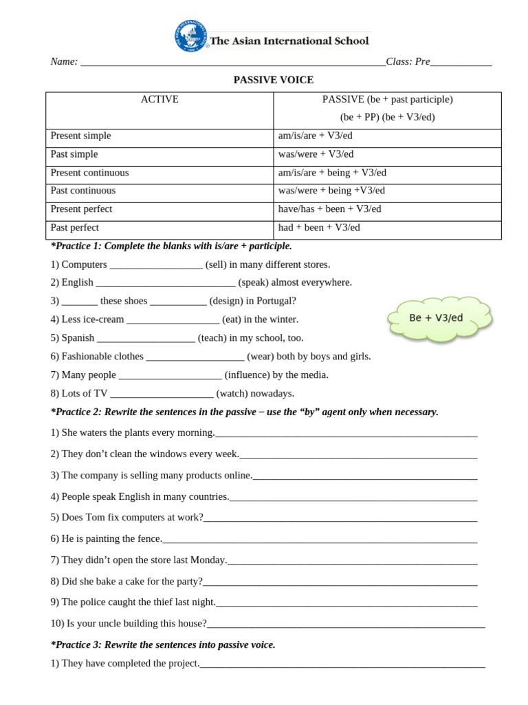 6.1. Passive Voice Exercise - Copy | PDF