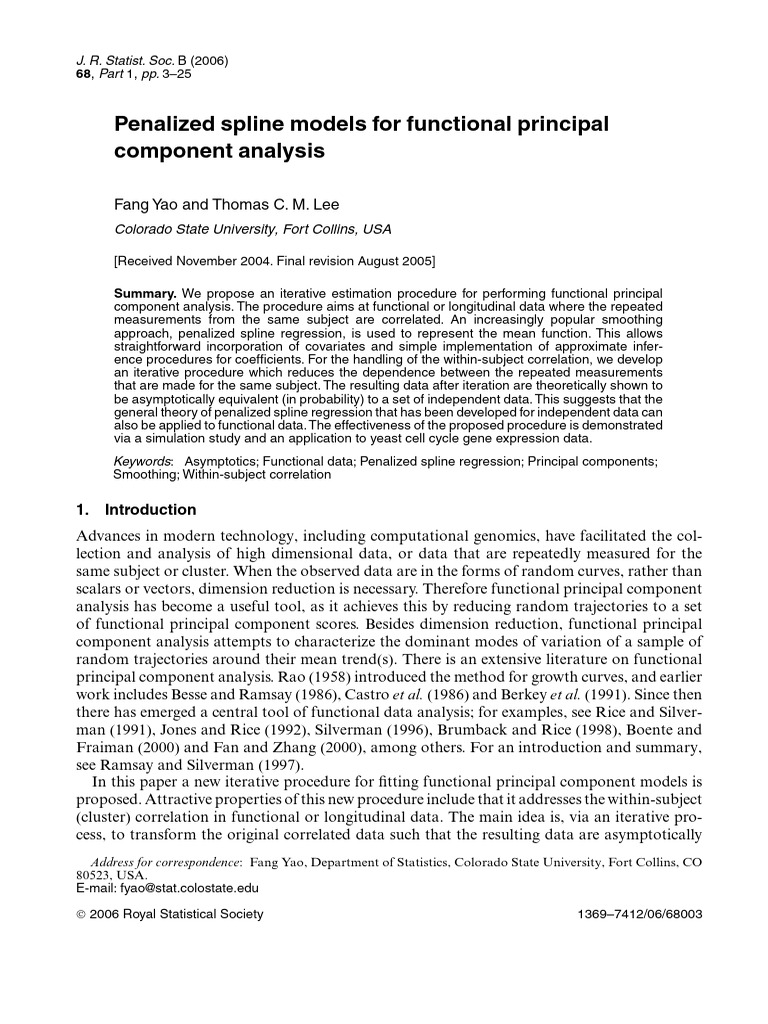 2006 Penalized Spline Models for Functional Principal | PDF | Principal ...