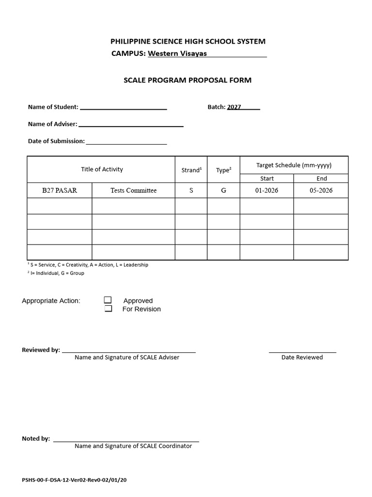 SCALE Program Proposal Form 2027 | PDF