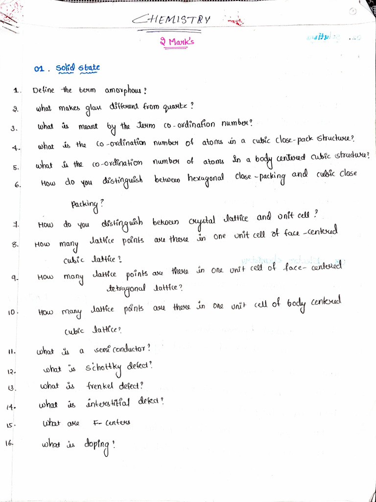Chemistry Imp Questions | PDF