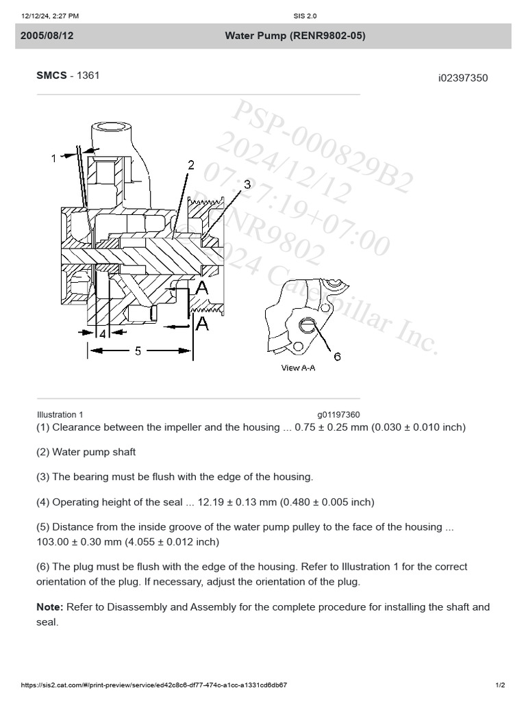 Water Pump (RENR9802-05) | PDF