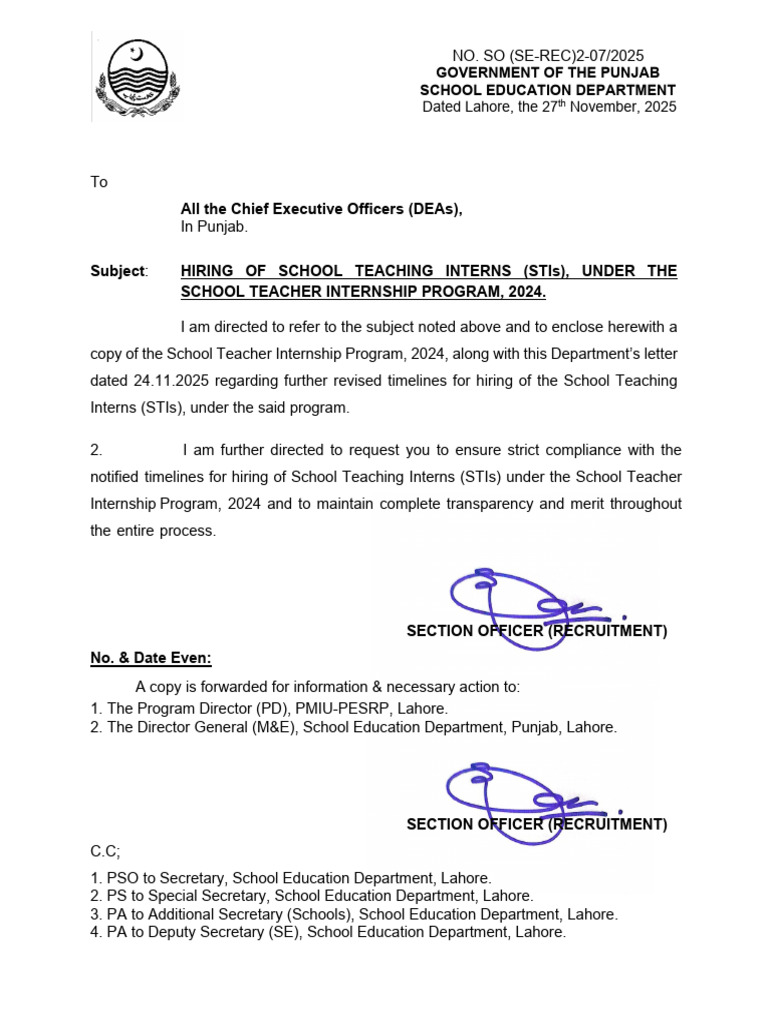 Hiring of STIs under STI Program - 2024-1 | PDF | Bachelor Of Science ...