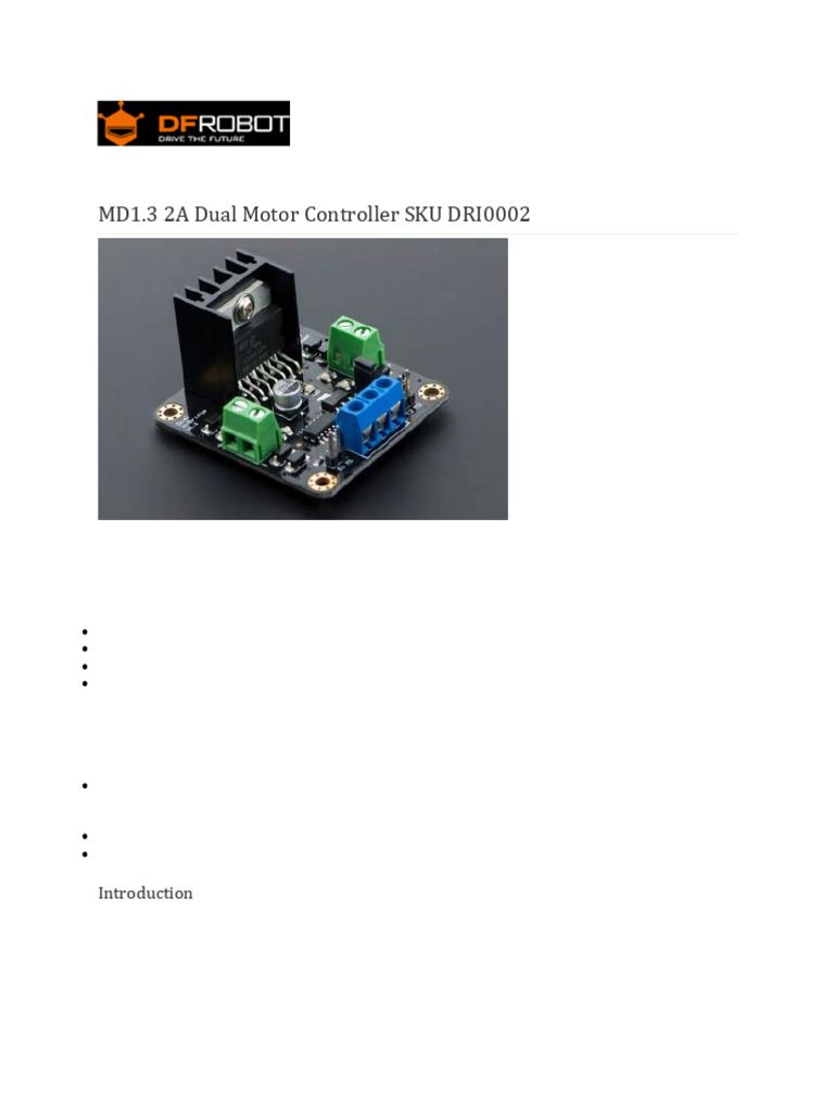MD1.3 Dual Motor Controller Guide | PDF | Electricity | Electronics