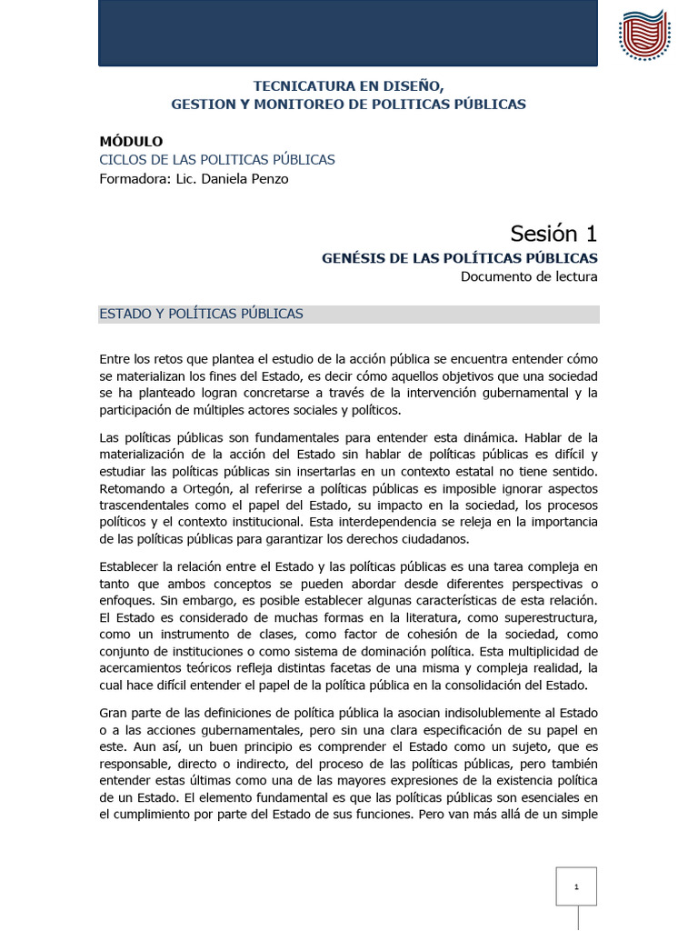 SESIÓN 1 - Daniela Penzo | PDF | Administración Pública | Gobernancia