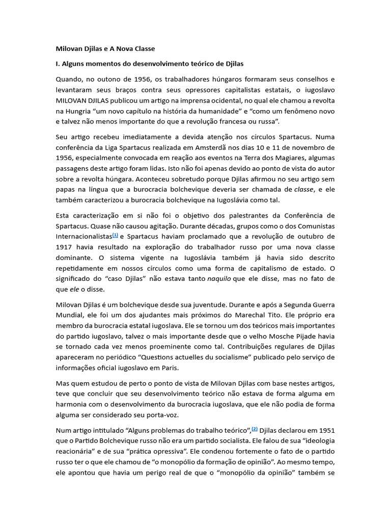Milovan Djilas e a Burocracia Bolchevique | PDF | Comunismo | Marxismo